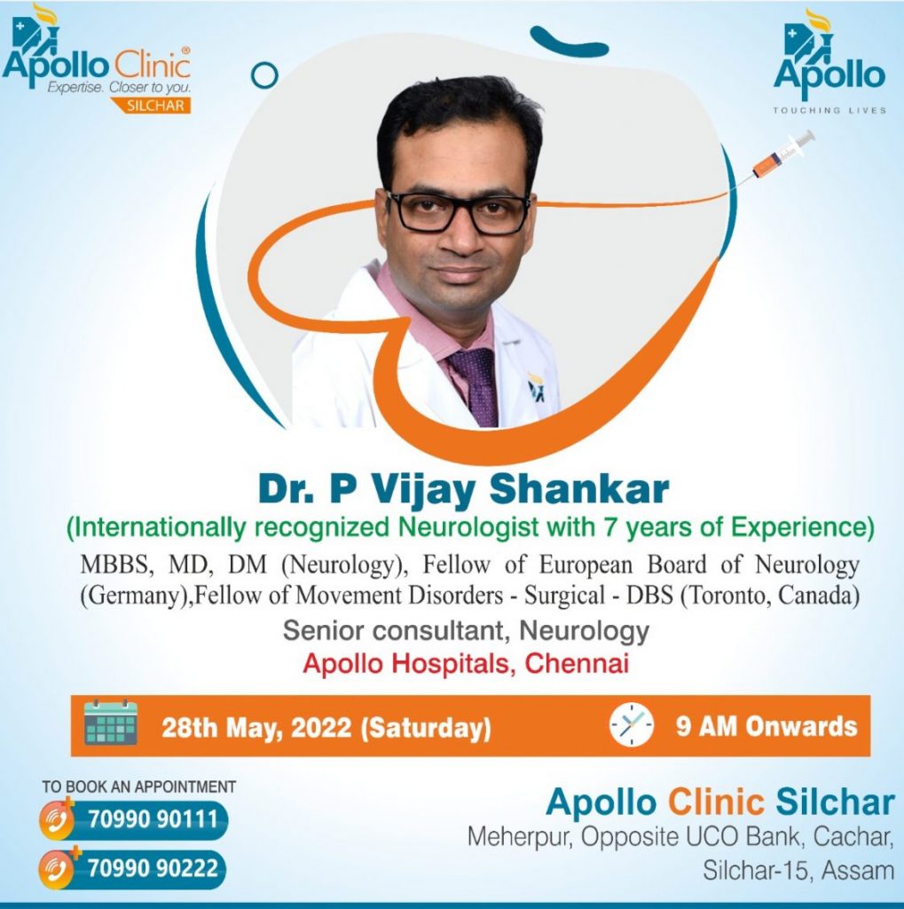 Internationally recognised neurologist, Dr. P Vijay Shankar to visit Silchar; will check ...